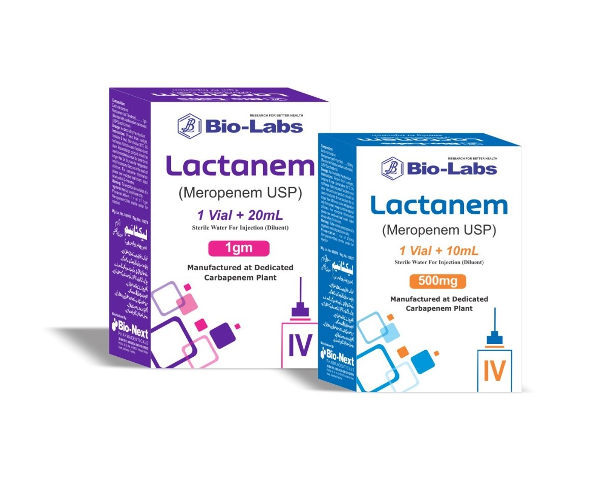 Lactanem (Meropenem USP) 500mg and 1gm IV Injection - Bio-Labs